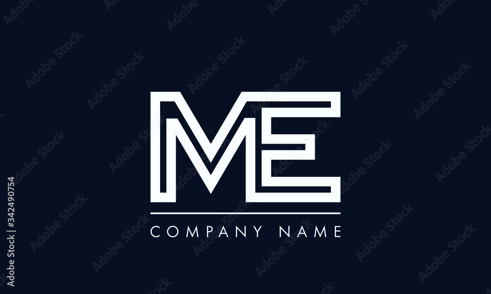 Minimal abstract line art letter ME logo. This logo icon incorporate ...