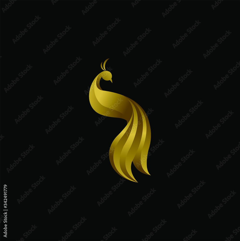 Golden Peacock Vector Logo Concept Stock Vector | Adobe Stock