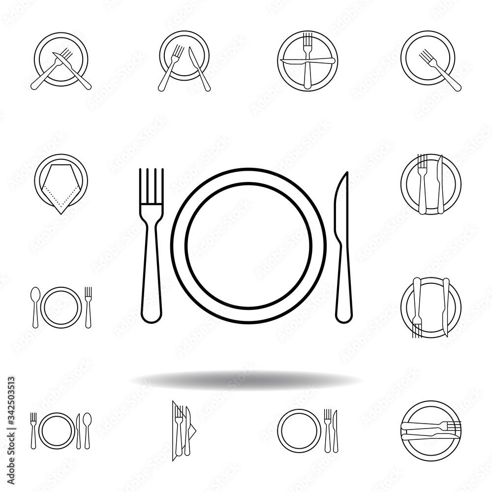 Start, table etiquette icon. Set can be used for web, logo, mobile app ...