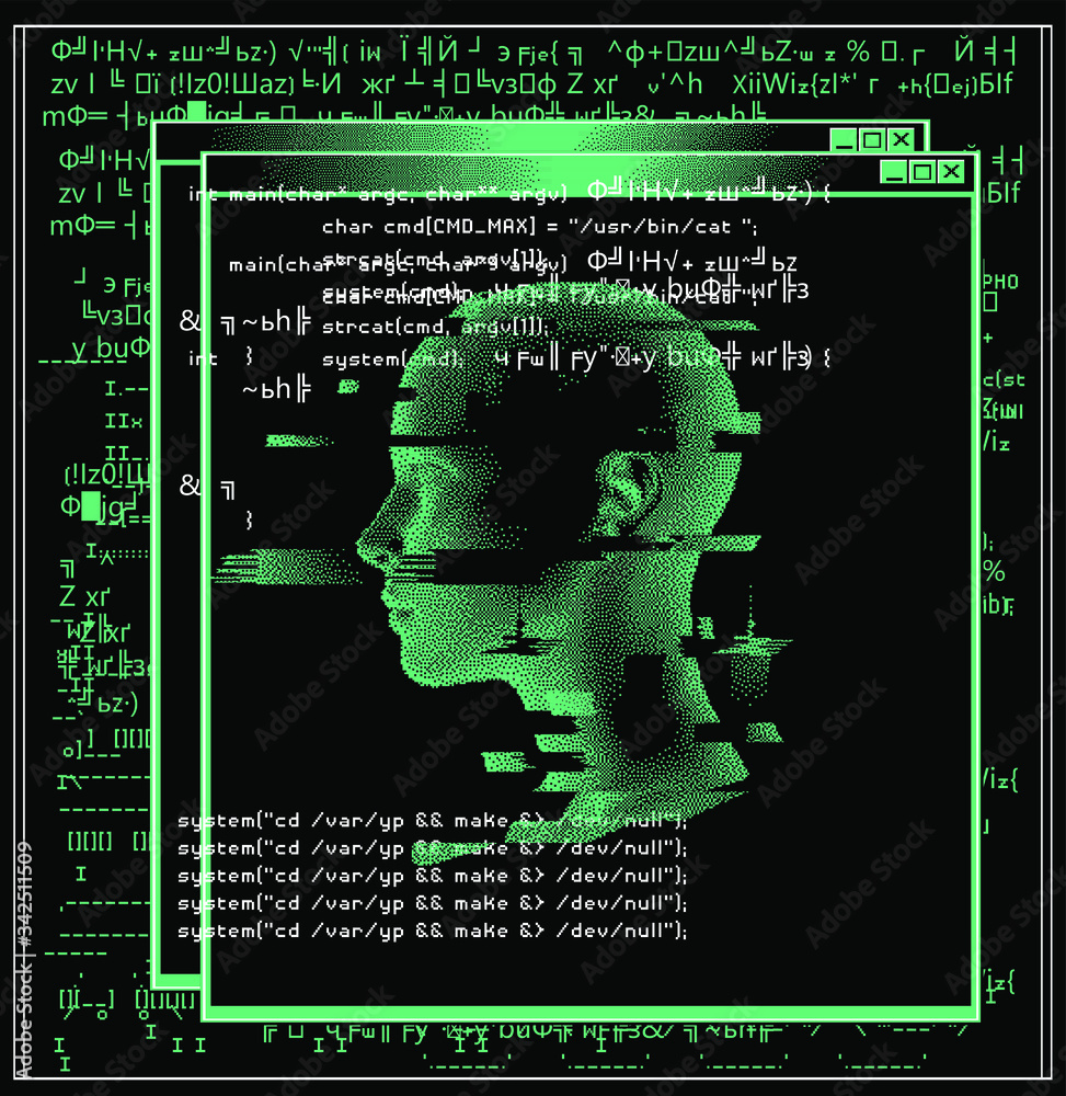 Silhouette of a human head. Conceptual image of AI (artificial ... Silhouette of a human head. Conceptual image of AI (artificial ...