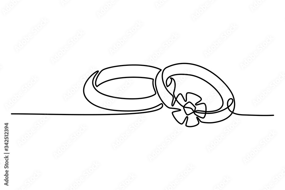 Continuous line drawing. Wedding rings. Black isolated on white ...