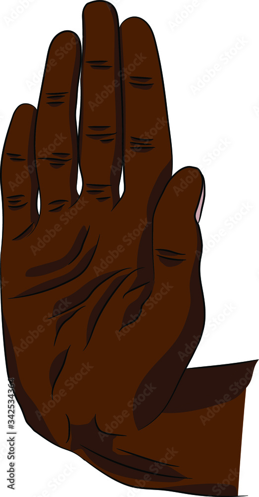 Isolated palm of the hand that shows sign stop or greetings with ...