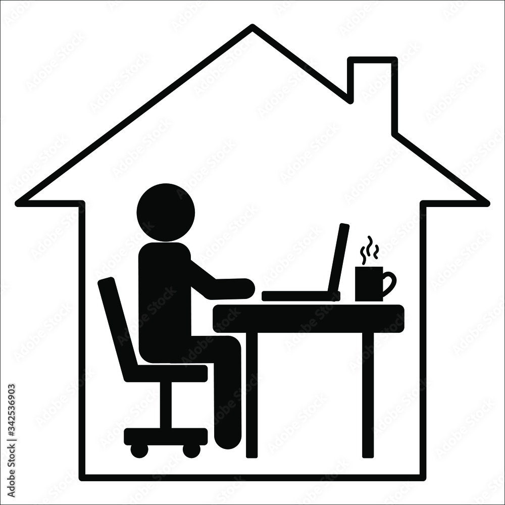 Working from home icon seamless pattern. Home office technology, remote ...