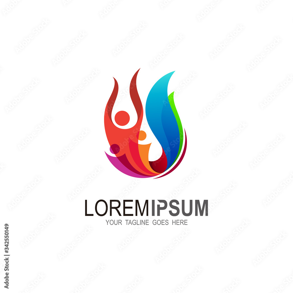 People logo with fire design illustration, family logo, human health ...