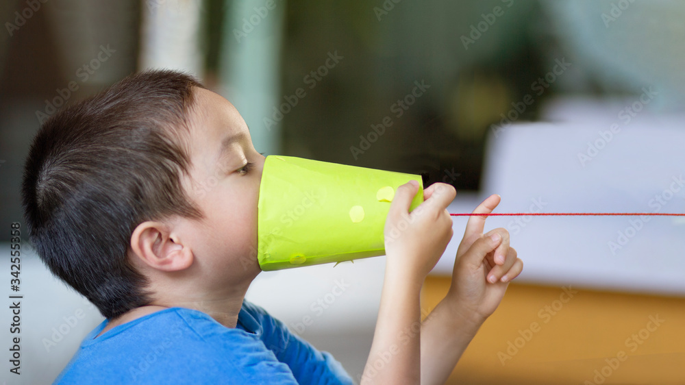 String phone from recycle paper cup.Sound wave travel explanation for ...