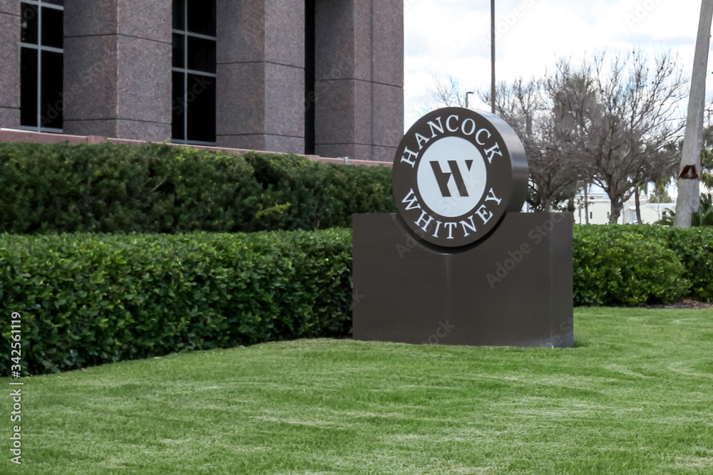 Tampa, Florida, USA - February 23, 2020: Hancock Whitney office ...