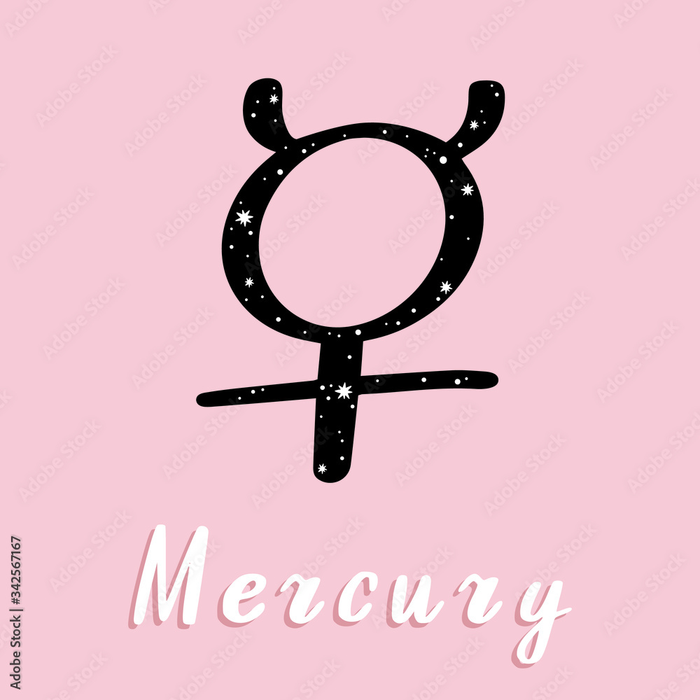 Vector illustration of zodiac symbol Mercury. Zodiac and astrology ...