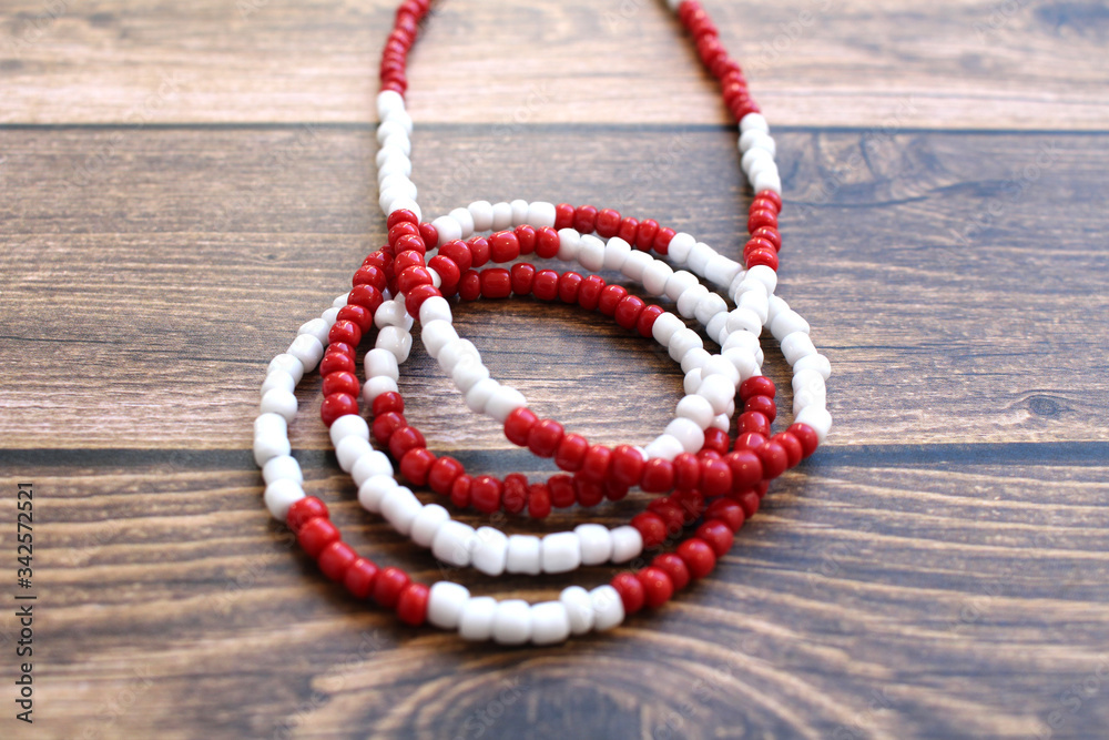 Red White Shango Waist Bead Stock Photo | Adobe Stock