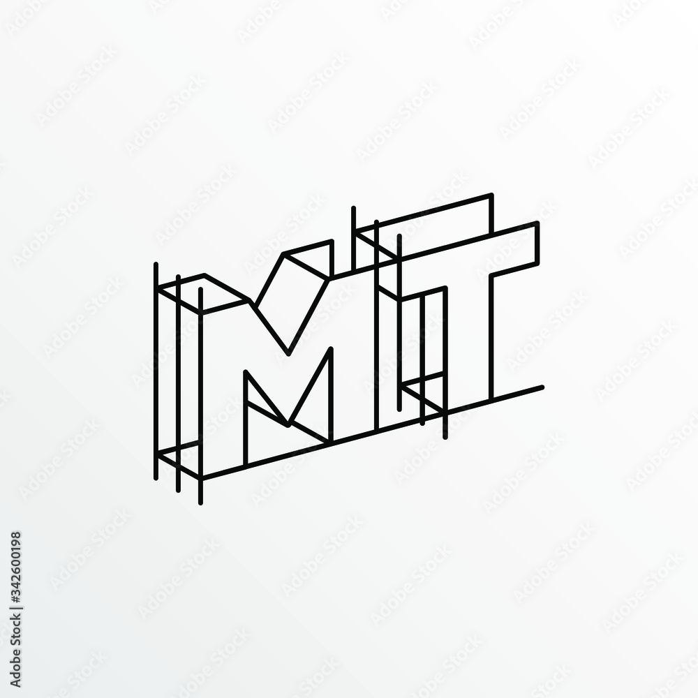 Initial Letter MT with Architecture Graphic Logo Design Stock Vector ...