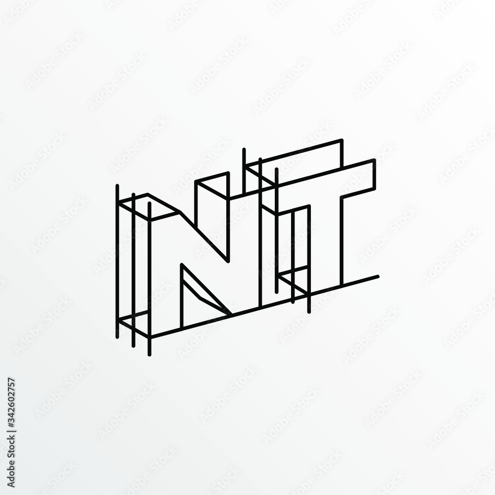 Initial Letter NT with Architecture Graphic Logo Design Stock Vector ...