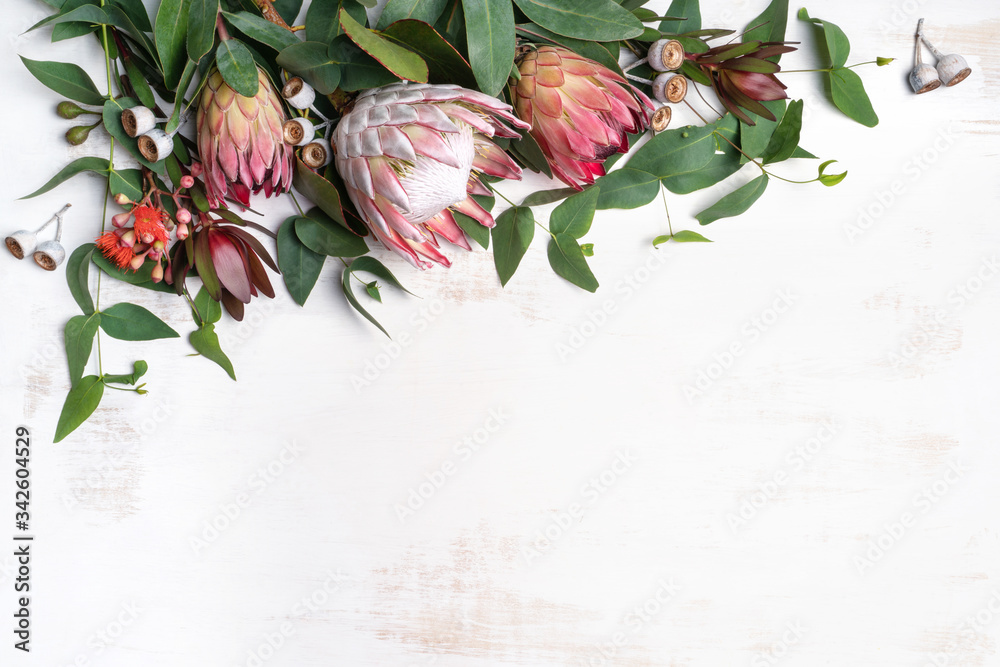 Fotka „Beautiful pink king protea surrounded by pink ice proteas ...