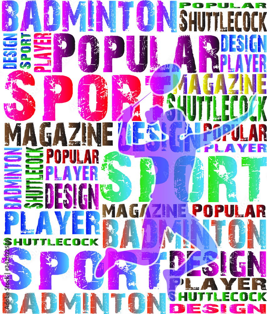 Popular sport magazine. Badminton logo design. Colorful of the letters ...