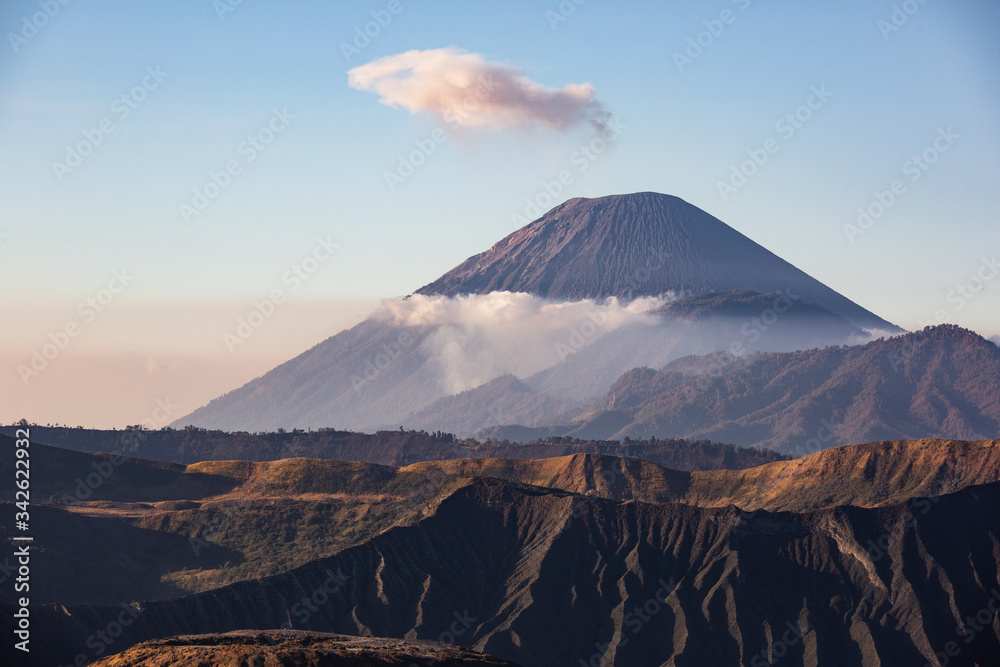 Scenery view of Mount Semeru volcano at dawn. Semeru, the highest ...