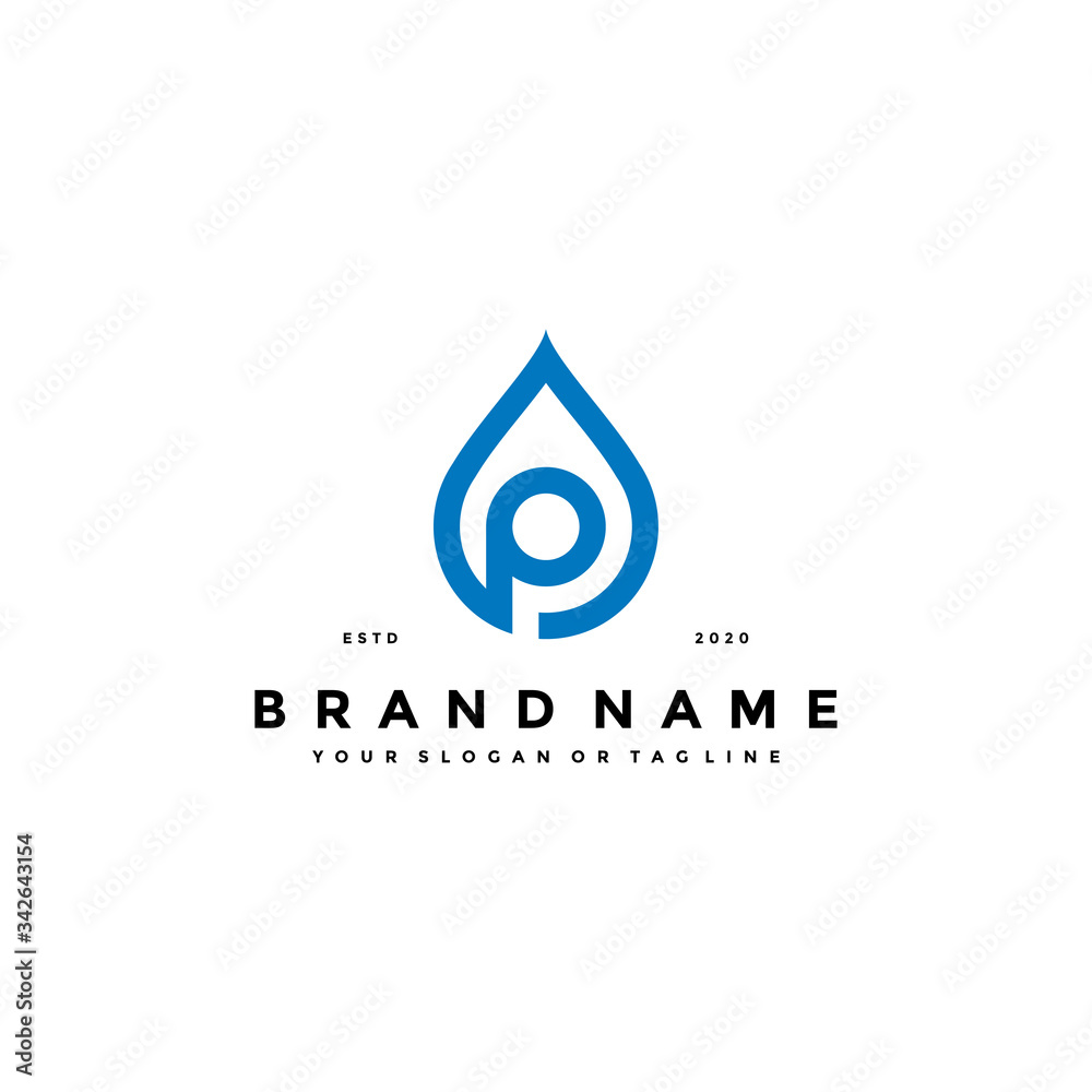 Letter P Water Drop Logo design vector Stock Vector | Adobe Stock