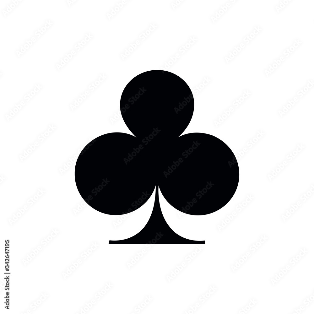 Poker playing card suit clover outline shape single icon. Clubs suit ...