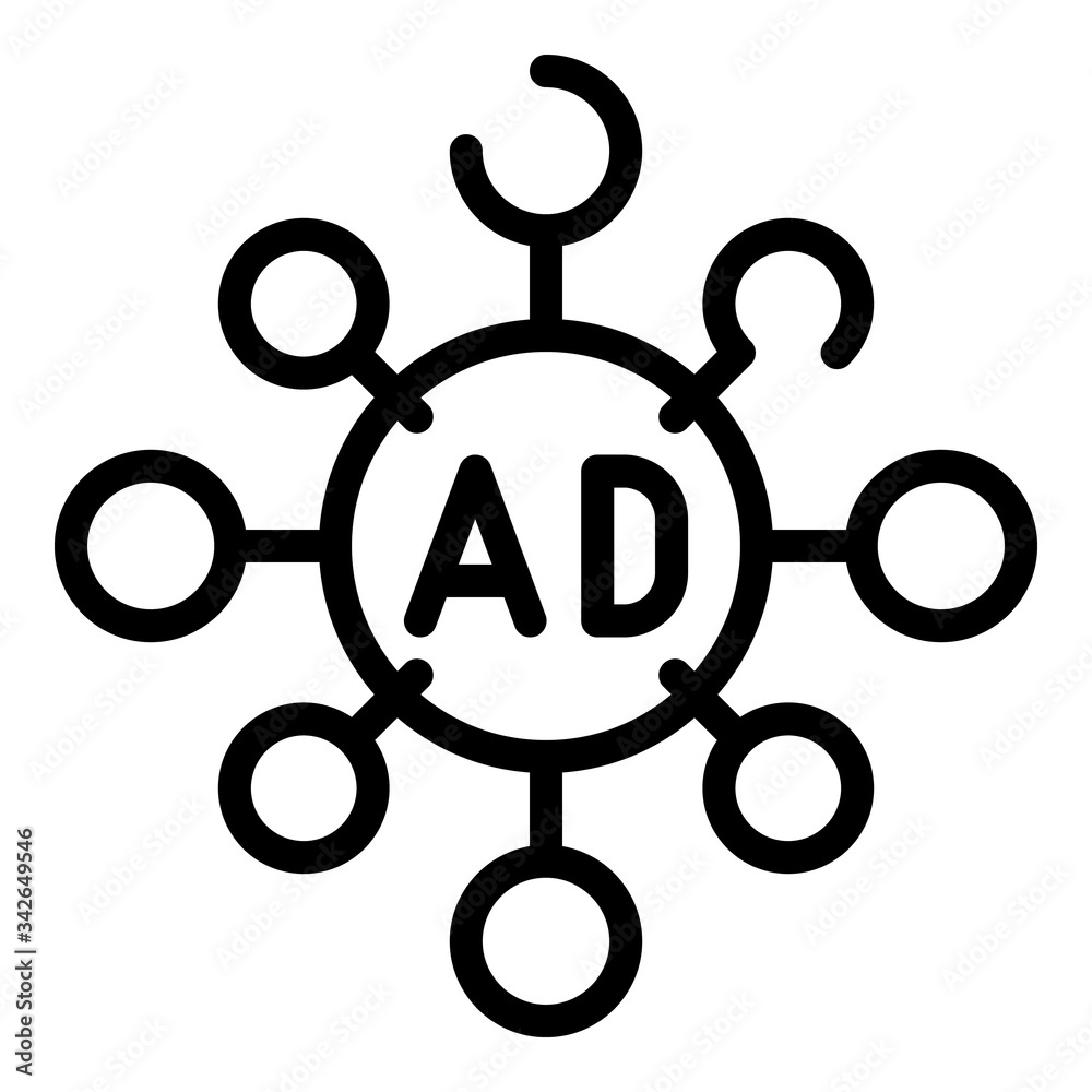 Ad mind map icon. Outline ad mind map vector icon for web design ...