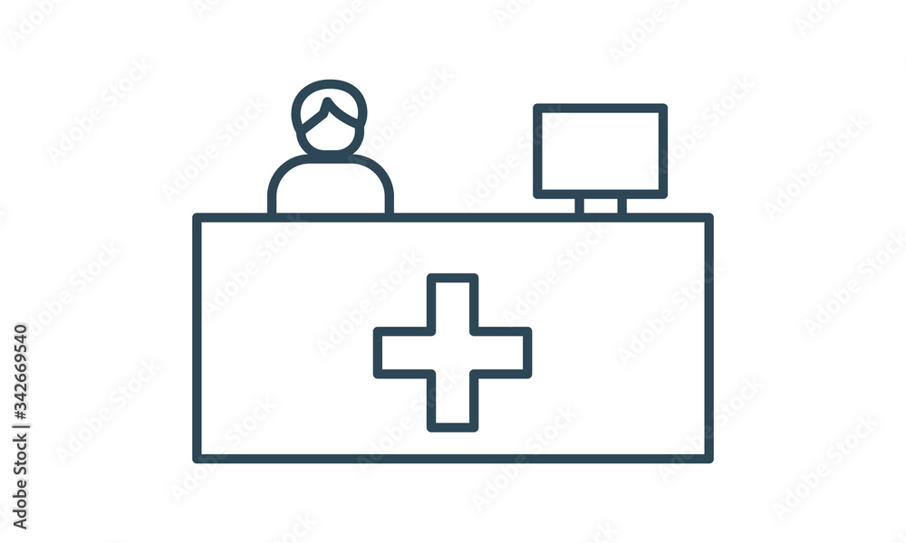 Reception icon male person avatar symbol desk vector image Stock Vector ...