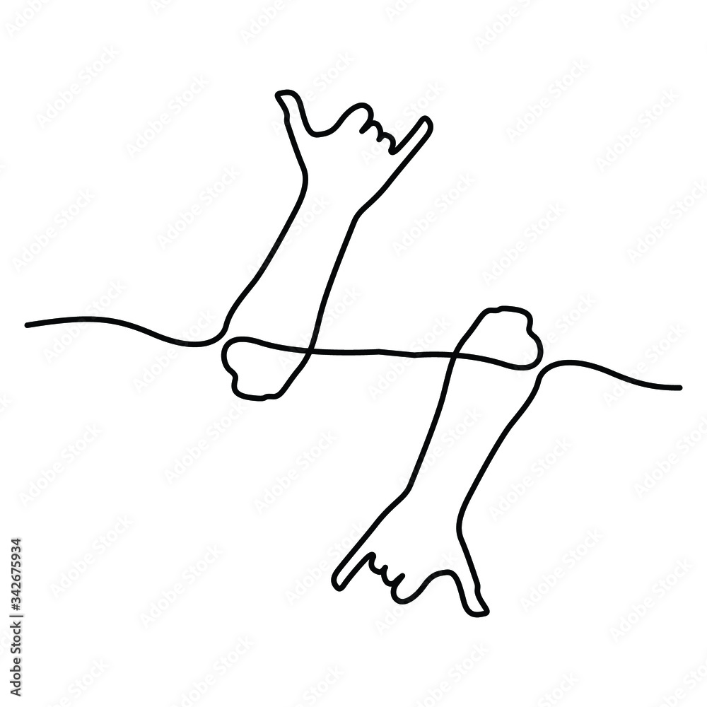 one line continuous drawing hand sign symbol outline Stock Vector ...
