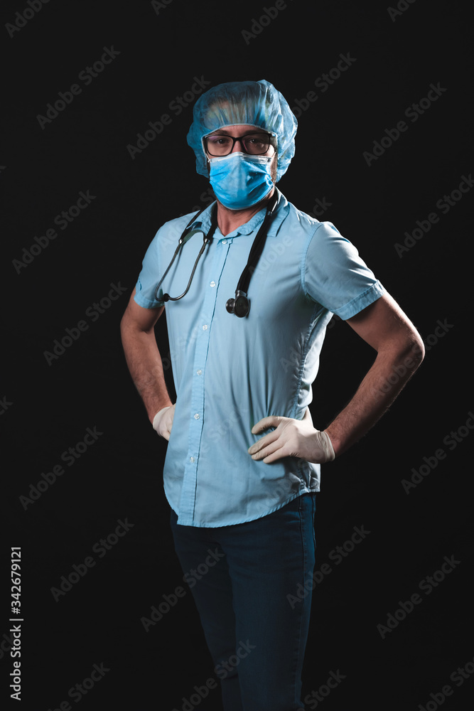 Medical doctor, nurse, surgeon, psychologist working with protective ...