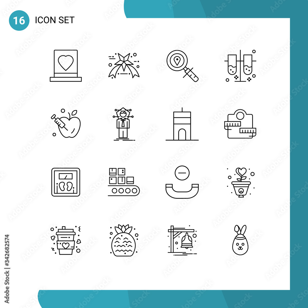 Universal Icon Symbols Group of 16 Modern Outlines of gravity, test ...