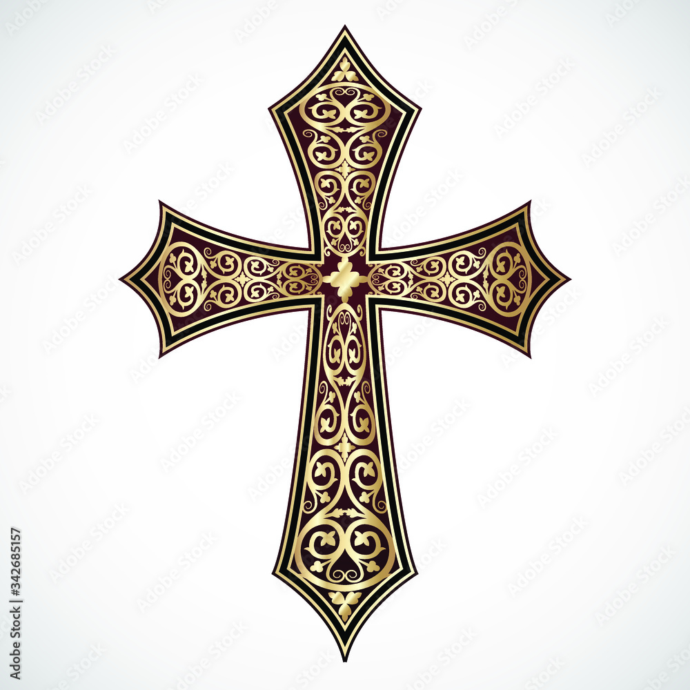 ornamental elegant golden cross / vector illustration Stock Vector ...