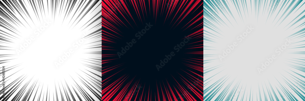 zoom focus lines background set of three Stock Vector | Adobe Stock