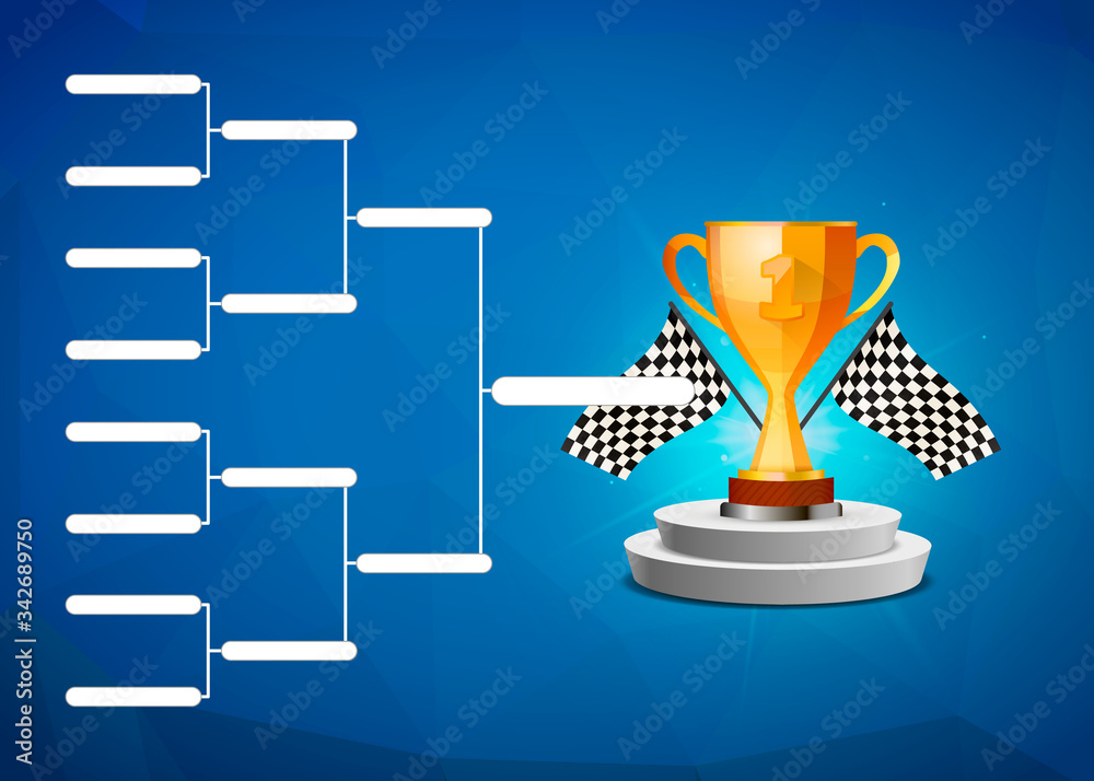 Tournament bracket template for eight teams with golden cup winner ...