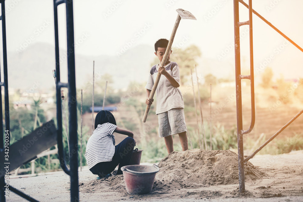 Fotka „Children are forced to work in construction areas. Human rights ...