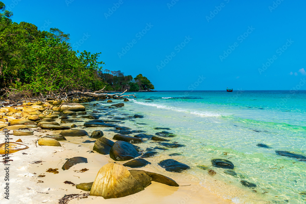 Coconut Beach, Koh Rong, Cambodia- Feb, 2020 : a beautiful sunny day on ...