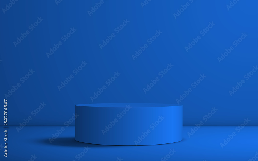 blue podium in the blue studio room Stock Vector | Adobe Stock