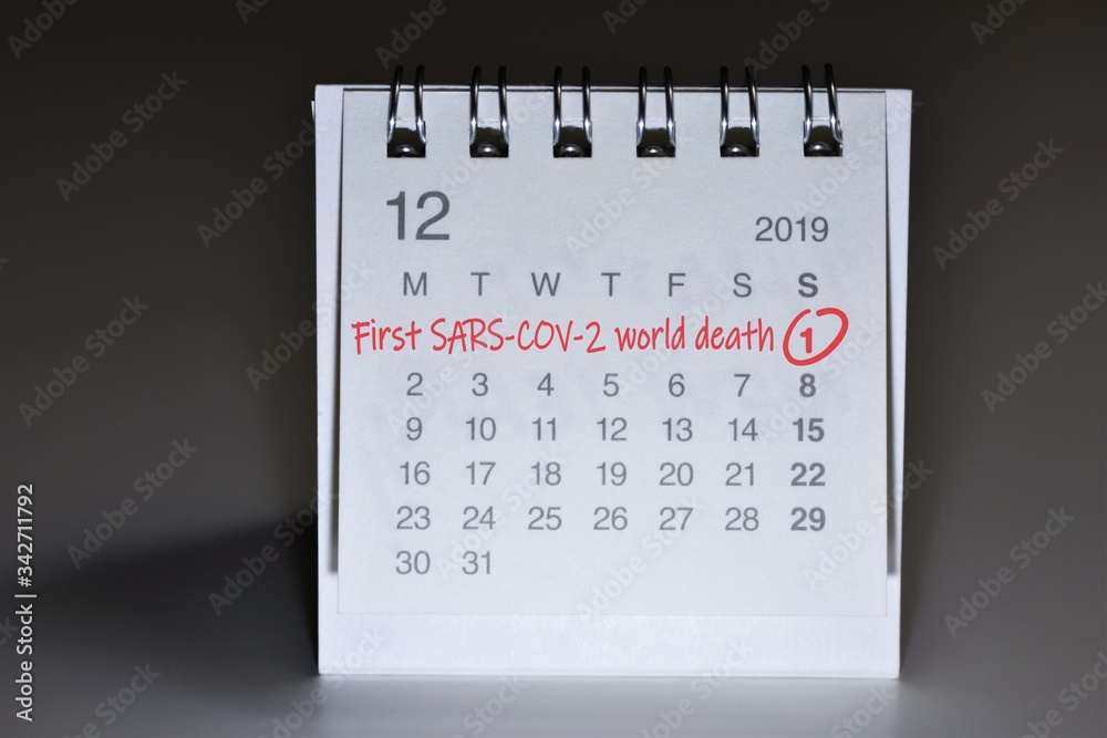 Notebook calendar with mark on December 1, 2020 showing the date of the ...