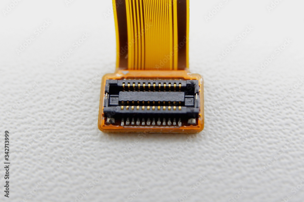 FCC/FPC with press fit connector in top view with white background ...