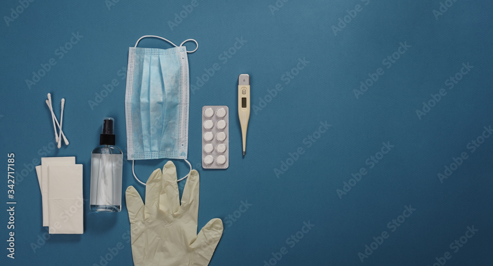 Coronavirus prevention equipment covid-19 . Medicines. A virus outbreak ...