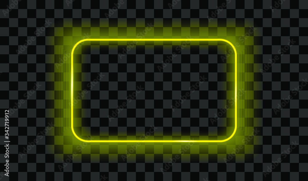 Neon rectangle lamp wall sign isolated on transparent background ...