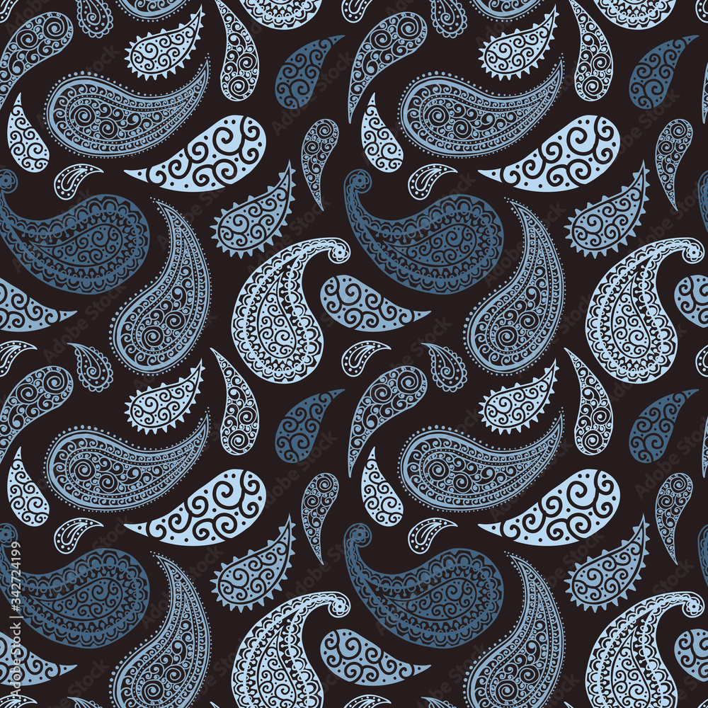 Paisley pattern background, seamless floral textile ornament, vector ...