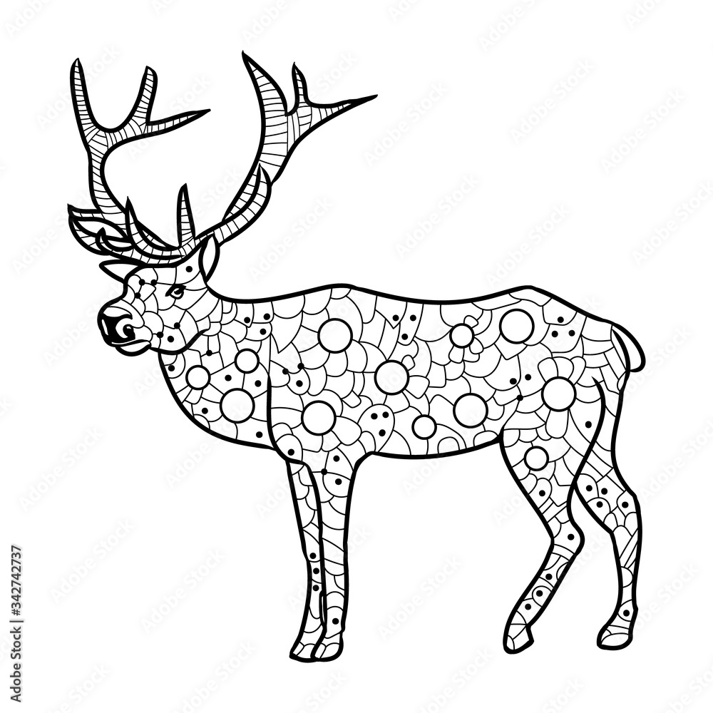 Highly detailed abstract deer illustration. Animal patterns with hand ...