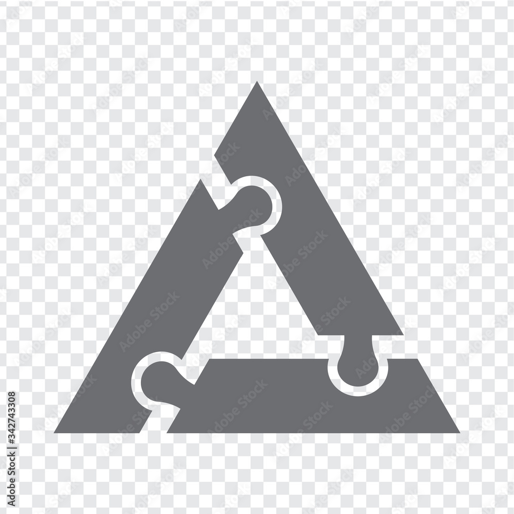 Simple icon triangle puzzle in gray. Simple icon triangle puzzle of the ...