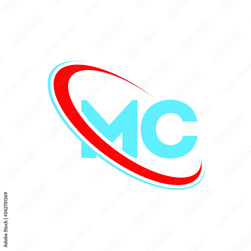 MC M C letter logo design. Initial letter MC linked circle upercase ...