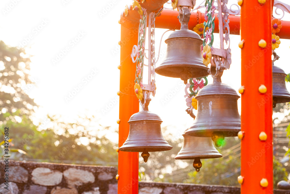 Bells in the SHiva Bhootnath Temple in Rishikesh, India Stock Photo ...