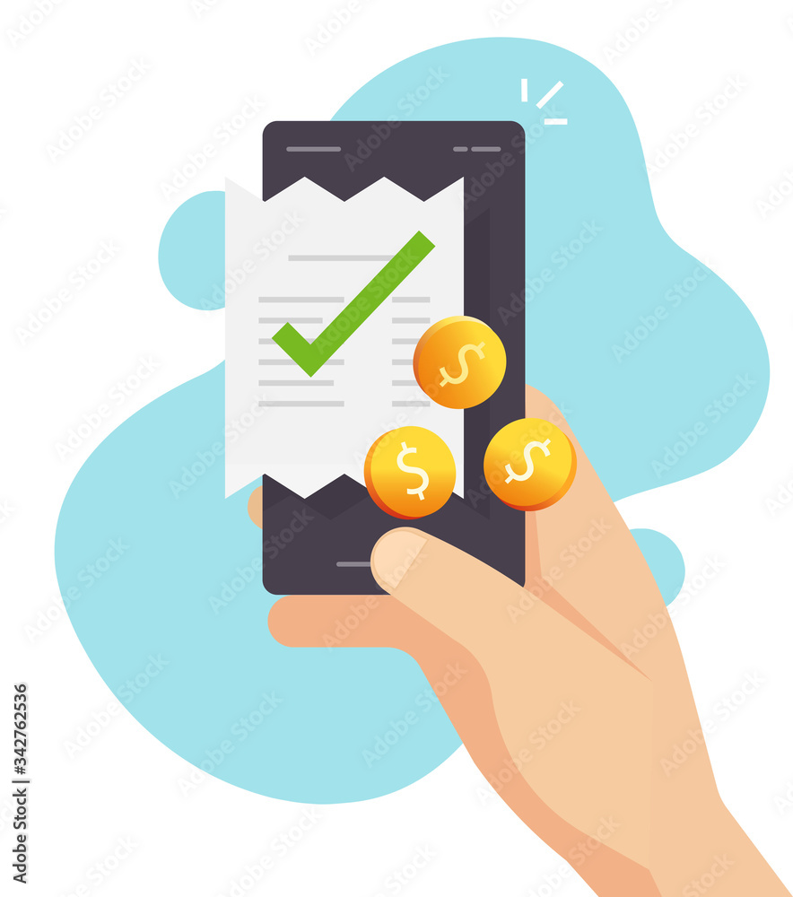 Mobile phone payment and receipt billing accounting with money or ...