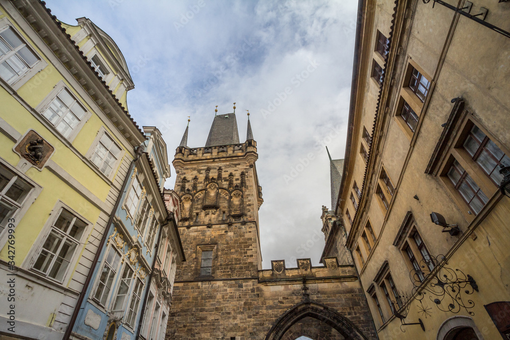 Picture of the lesser town bridge tower of Charles Bridge, also called malostranska mostecka vez ...