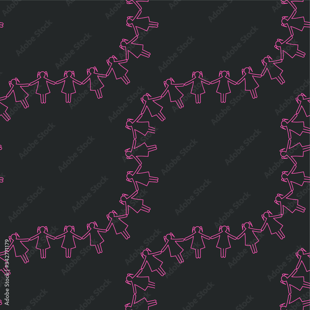 Pink girls chains on black background: female seamless pattern ...