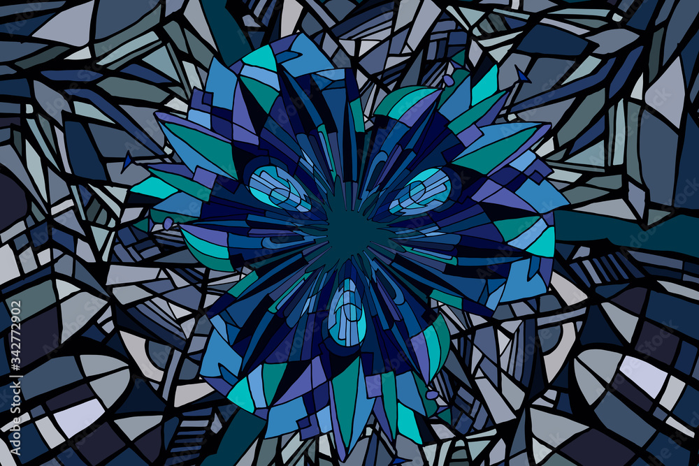 Abstract Gothic line art illustration with fantasy architecture ...