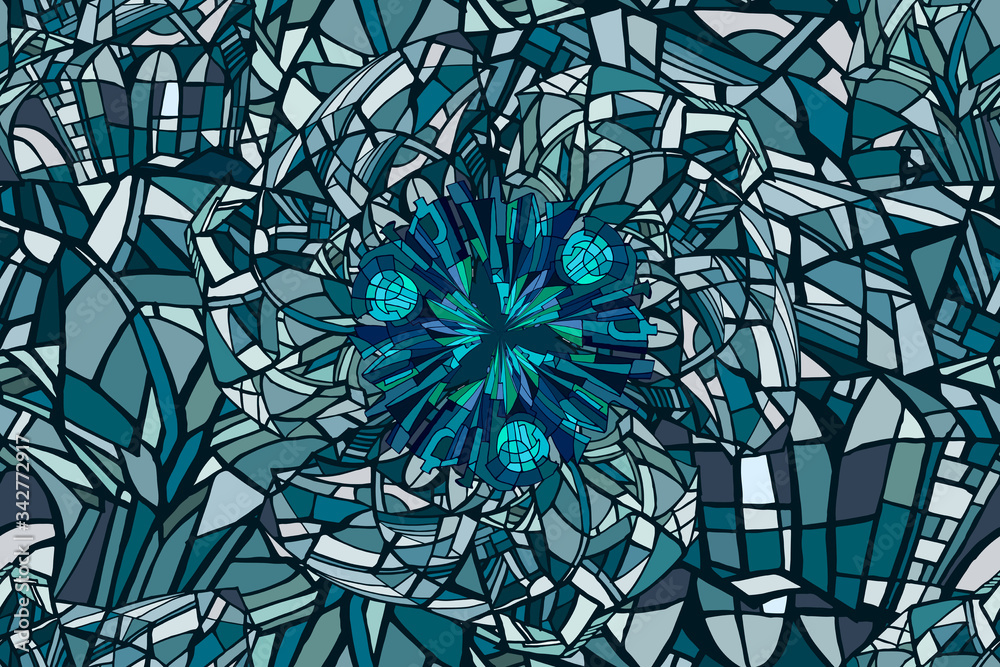 Abstract Gothic line art illustration with fantasy architecture ...