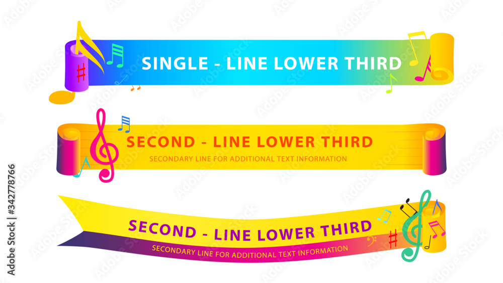 Vector lower third or television news bar design template with music ...