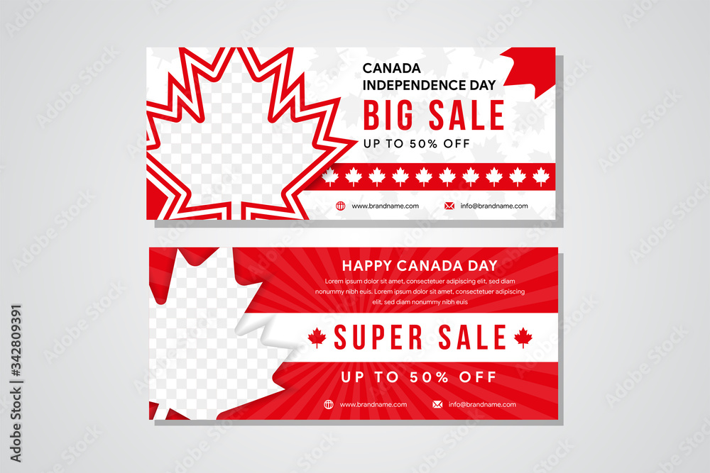 Happy Canada Day 1st of July banners set. Celebrate official country ...