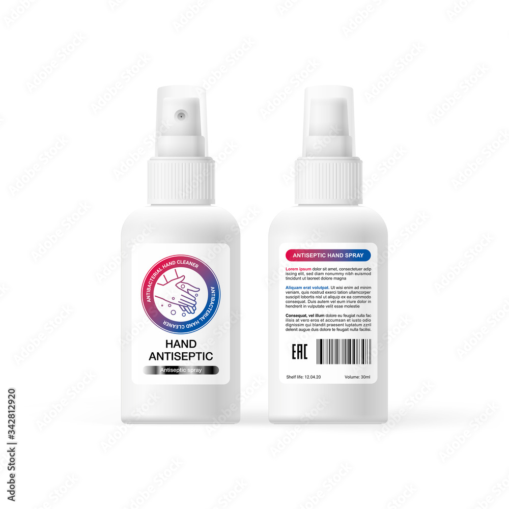 Antiseptic label design, medical spray for cleaning hands from bacteria ...