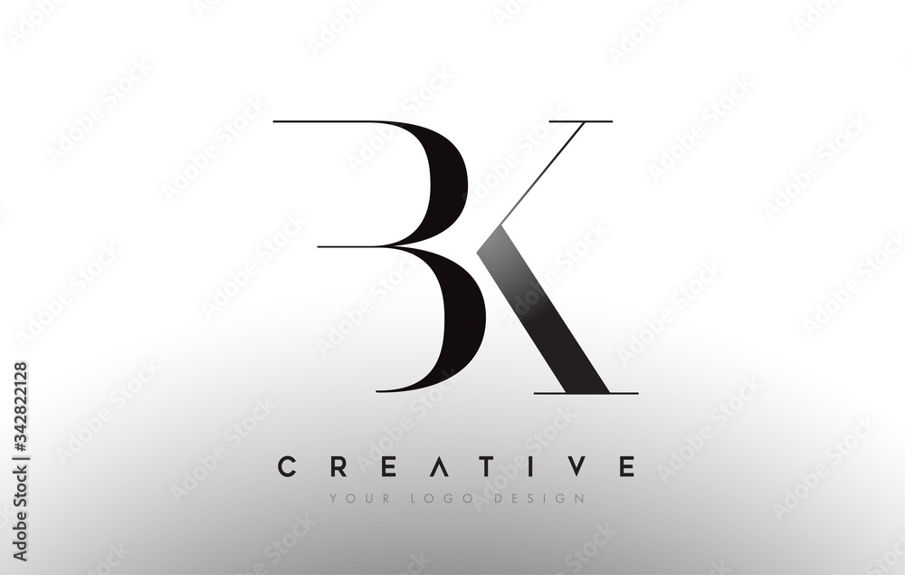 BK letter design logo logotype icon concept with serif font and classic ...