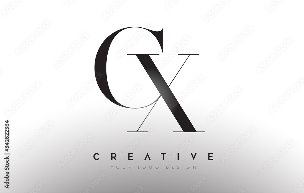 CX xc letter design logo logotype icon concept with serif font and ...