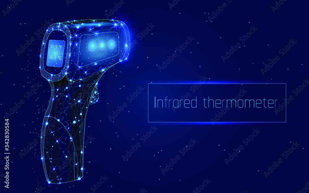 Covid-19 Coronavirus concept. thermometer gun. Coronavirus detection ...